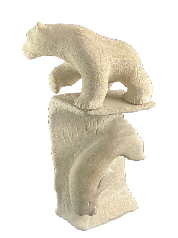 inuit art bears carved by Inuit artists with igloo tag of authenticity - inuitartzone.com