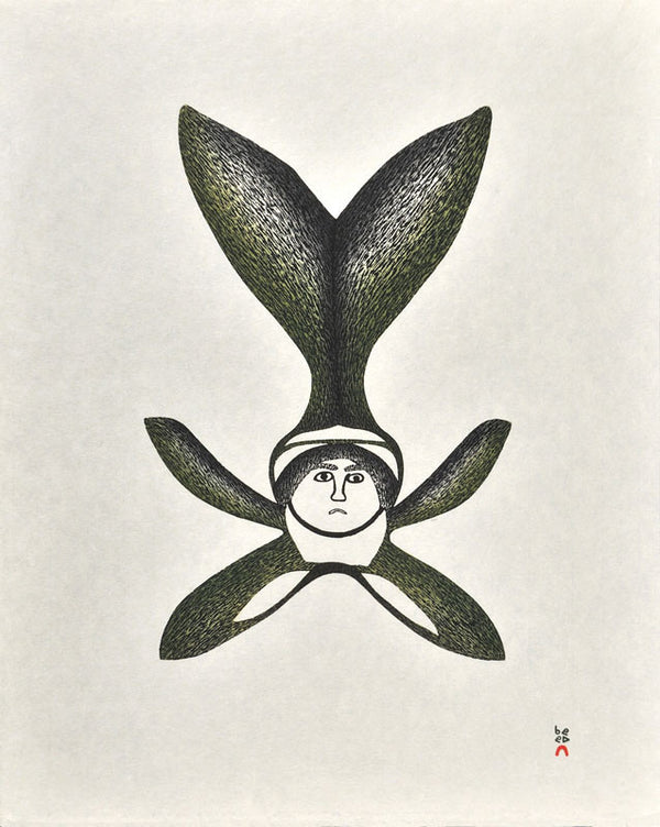 Inuit art print by Ohotaq Mikkigak, estampe inuit, inuit print, Cape ...