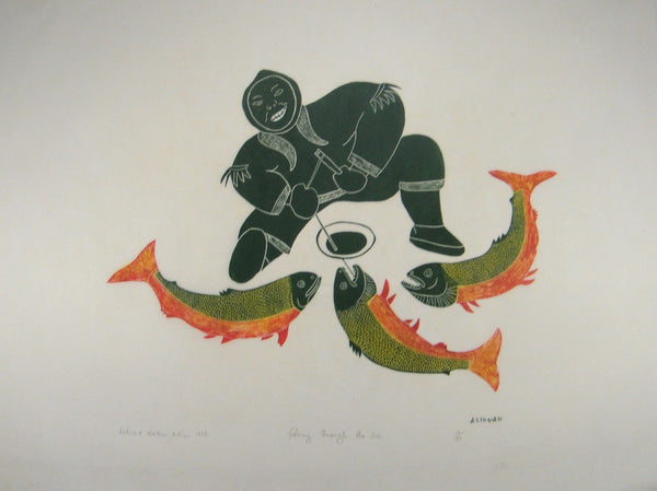 Inuit art print by Peter Aliknak, gravures inuit, inuit print, Holman ...