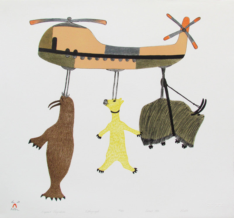 Pudlo Pudlat biography, gravures inuit, inuit print, Cape Dorset print ...